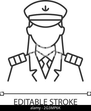 Line art icon of a female captain wearing her uniform hat Stock Vector ...