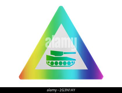 Traffic sign isolated - Armored vehicles - On white Stock Photo - Alamy
