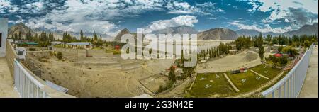 Scenic landscape panorama of Indus river valley and rock formations on ...