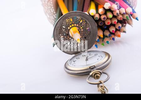 Colorful drawing pencils; vintage style Stock Photo - Alamy