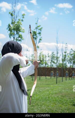 Wooden traditional crossbow hunting weapon with wrapped arrow set ...