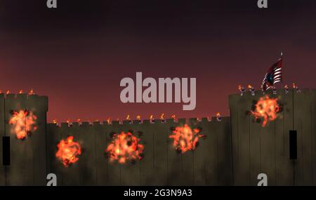 throwing flaming rock with catapult Stock Photo - Alamy