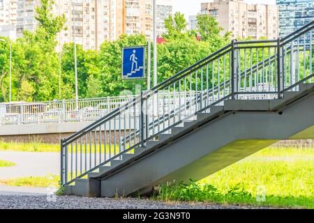 Inside of a modern overhead pedestrian bridge Stock Photo - Alamy