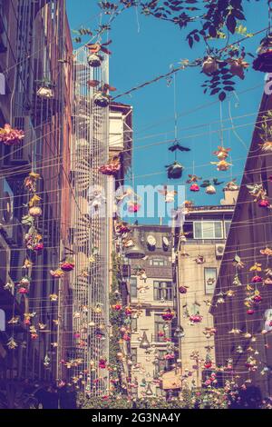 Floral art made of colorful artificial flowers in view Stock Photo - Alamy