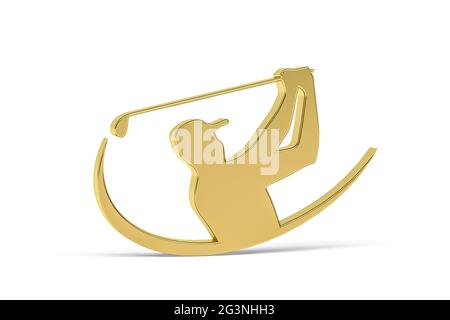 Golden 3d golfing icon isolated on white background - 3d render Stock ...