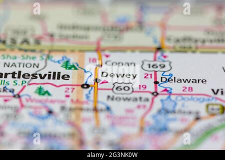 Map of Dewey in Oklahoma Stock Photo - Alamy