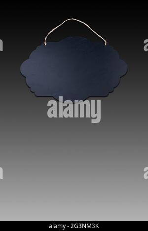 Black Empty Sign Board with string for hanging on wall Stock Photo - Alamy