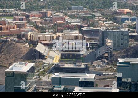 An aerial view of Sun Devil Stadium on the campus of Arizona State ...