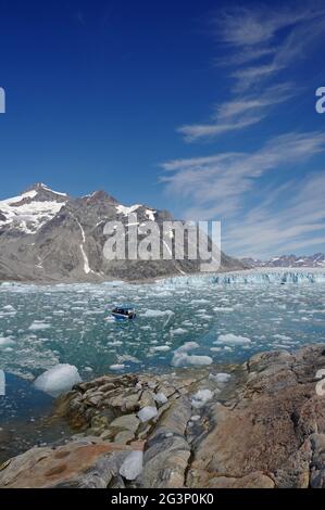 Boat trip to Knud Rasmussen Fiord Stock Photo - Alamy