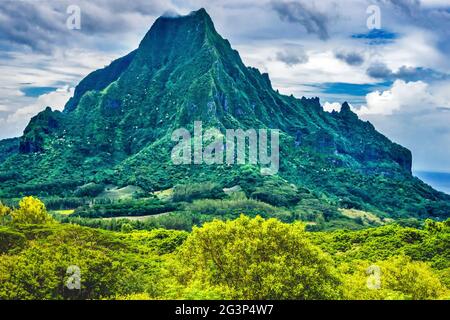 Colorful Mount Rotui Second Highest Mountain Volanic Peak on Moorea ...
