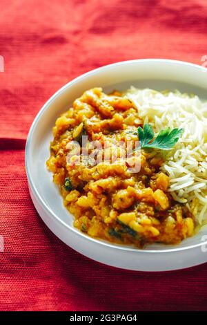 Tarka Dahl curry & rice, Indian food recipe pictures, photos & images ...