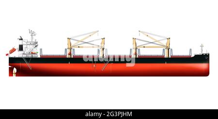 Bulk carrier cargo ship 3D side view Panamax 80+k DWT Stock Photo - Alamy
