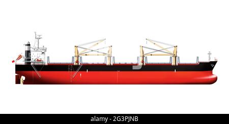 Bulk carrier cargo ship handymax, super handy, UltraMax with crane Stock Photo - Alamy