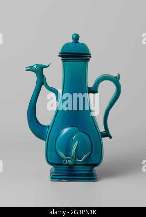 Pear-shaped wine ewer with peach and spout ending in a bird's head ...