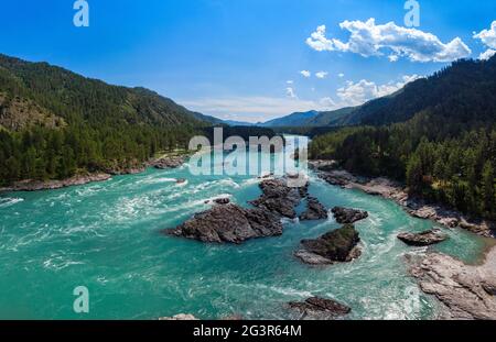 Aerial view of Katun river Stock Photo - Alamy