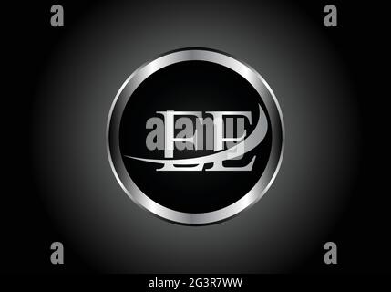 EE black and white combination alphabet bold letter logo with dots ...