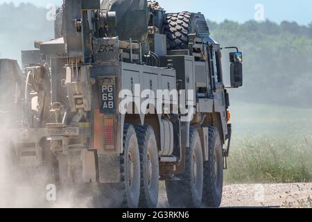 MAN SX45 32.430 RHD 8x8 Recovery Truck on military exercise, Salisbury ...