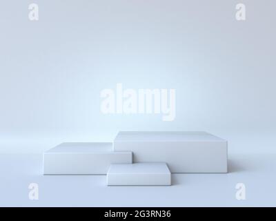 White cubes stage 3D render illustration isolated Stock Photo - Alamy