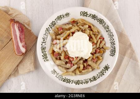 Traditional Slovakian food bryndzove halusky Stock Photo - Alamy