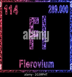 Flerovium chemical element, Sign with atomic number and atomic weight ...