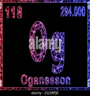 Oganesson chemical element, Sign with atomic number and atomic weight ...