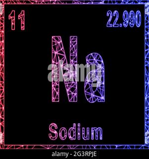 Sodium Na chemical element. Sodium Sign with atomic number. Chemical 11 ...