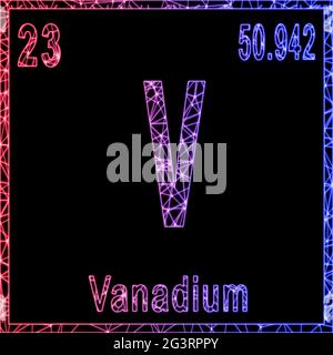 Vanadium V chemical element. Vanadium Sign with atomic number. Chemical ...