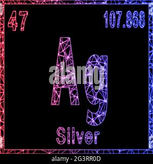 Silver Ag chemical element. Silver Sign with atomic number. Chemical 47 ...
