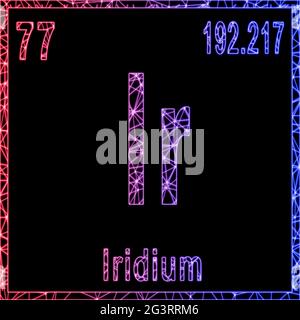 Iridium Ir chemical element. Iridium Sign with atomic number. Chemical 77 element of periodic ...