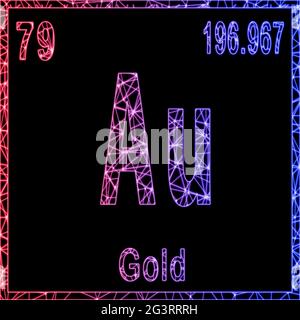 Gold Au chemical element. Gold Sign with atomic number. Chemical 79 ...