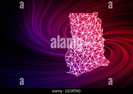 Map of Ghana, Polygonal mesh line map, modern colorful map Stock Photo ...