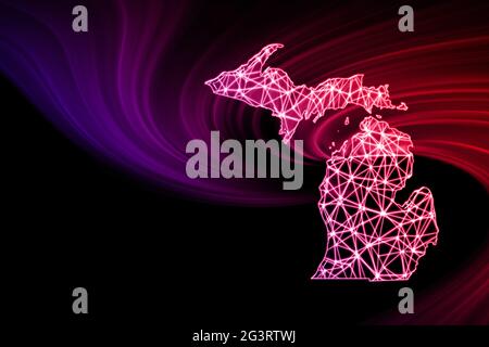 Map of Michigan, Polygonal mesh line map, modern colorful map Stock ...