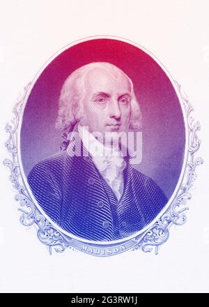JAMES MADISON: 4th President of the United States, antique print 1907 ...
