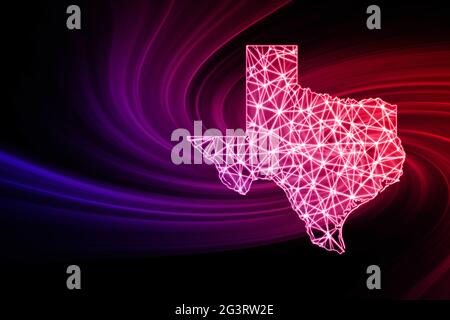 Map of Texas, Polygonal mesh line map, modern colorful map Stock Photo ...