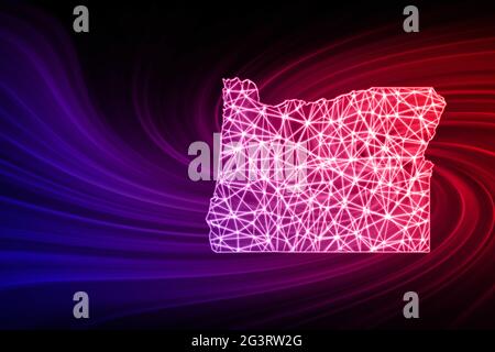 Map of Oregon, Polygonal mesh line map, modern colorful map Stock Photo ...