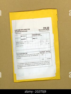 CN22 customs declaration document for international shipping, with ...