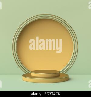 Abstract mock up circle frame and two cube objects 3D Stock Photo - Alamy