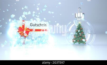 Splintered Ice Coupon Christmas Tree Snow Ball Stock Photo - Alamy