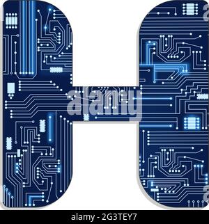 Letter "c" from technology's stylized alphabet with electronic circuit ...
