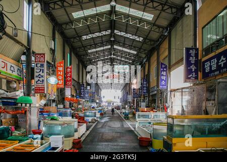 June 19, 2021-Taean, South Korea-A View of Taean sea shore and fishing ...