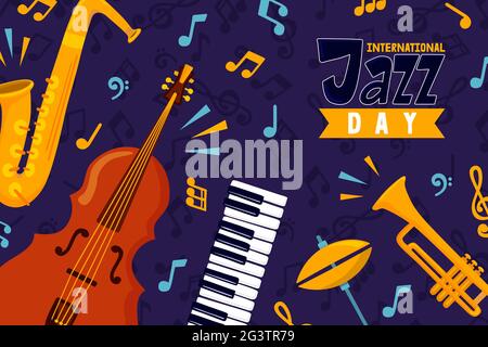 Jazz festival card with trumpet and drum Stock Vector Image & Art - Alamy