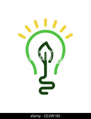 Light bulb symbol with green leaf for ecology or save energy concept ...