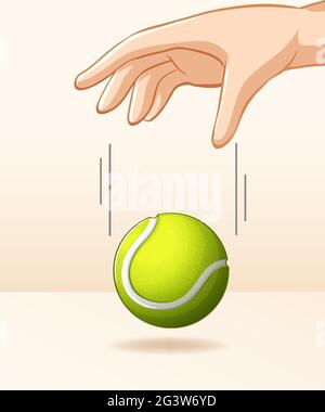 Hand dropping tennis ball for gravity experiment illustration Stock ...
