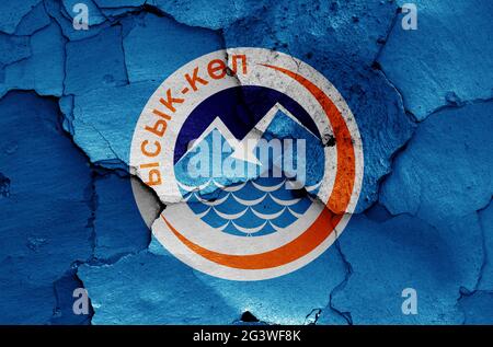 Flag of Issyk-Kul Region painted on cracked wall Stock Photo - Alamy