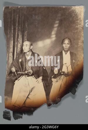 A photograph of two Japanese Samurai in traditional costumes, published ...