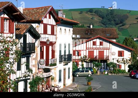 Houses in the village of Ainhoa, France Stock Photo - Alamy