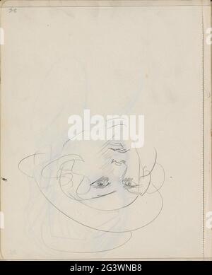 Woman head with hat. Leaf 5 Verso from sketchbook XXI with 19 sheets ...