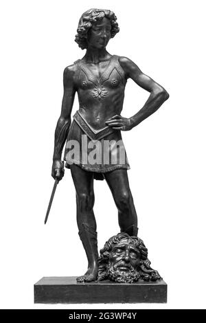 David and Goliath head ancient statue. Biblical story. Antique ...