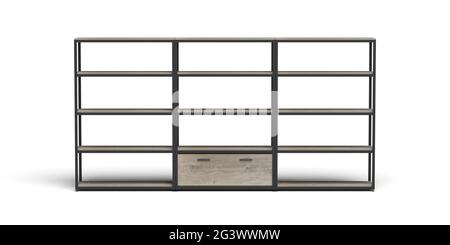 Shelves with white background, 3d rendering. Computer digital drawing ...