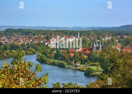 Aerial view of Bad Wimpfen, a historic spa town in the district of ...